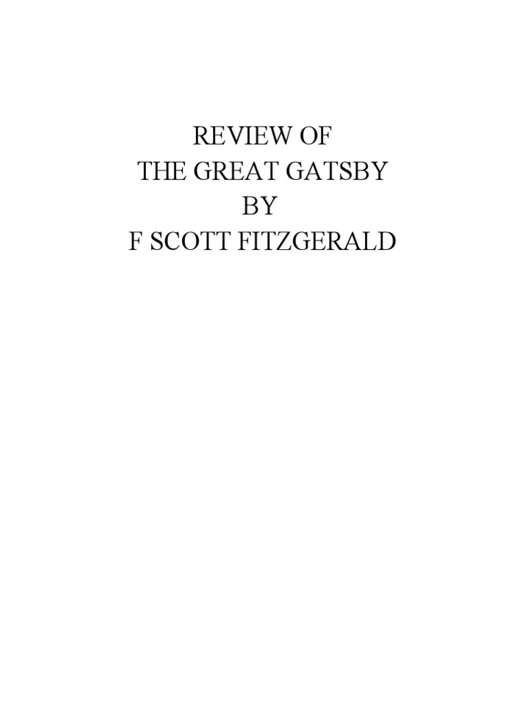 The Great Gatsby: A Comprehensive Review | PDF | The Great Gatsby | F ...
