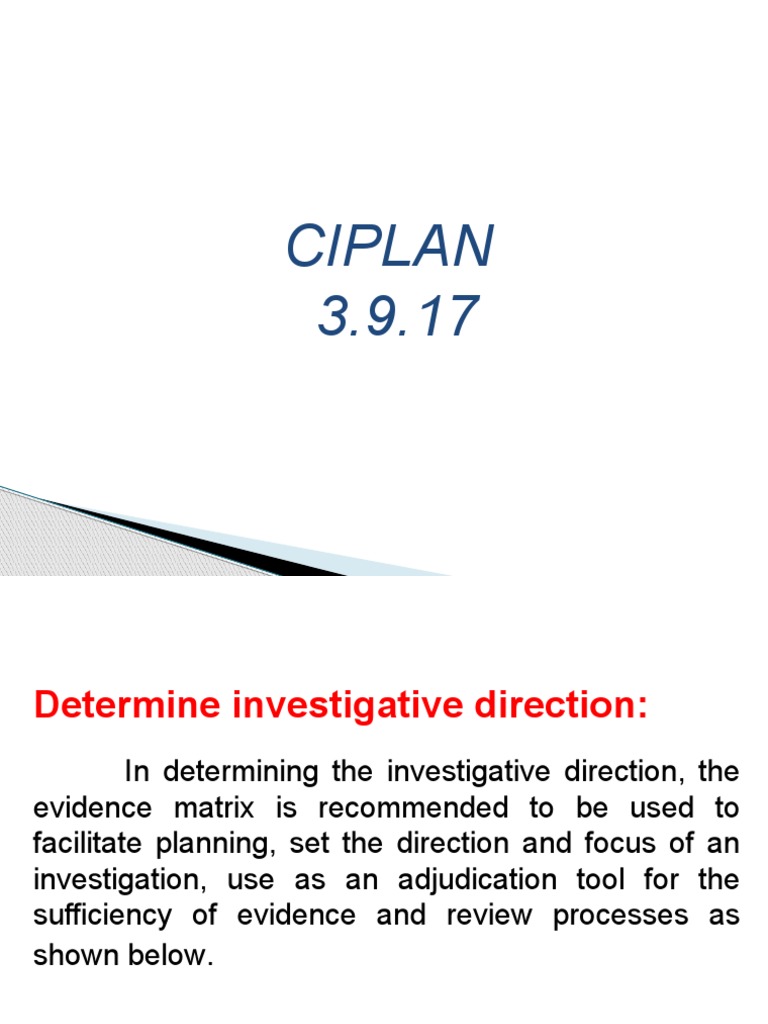 CIPLAN Matrices | PDF | Crime Scene | Criminology