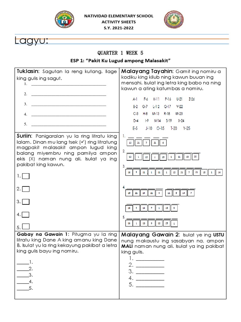 Activity Sheets Quarter 1 Week 5 | PDF