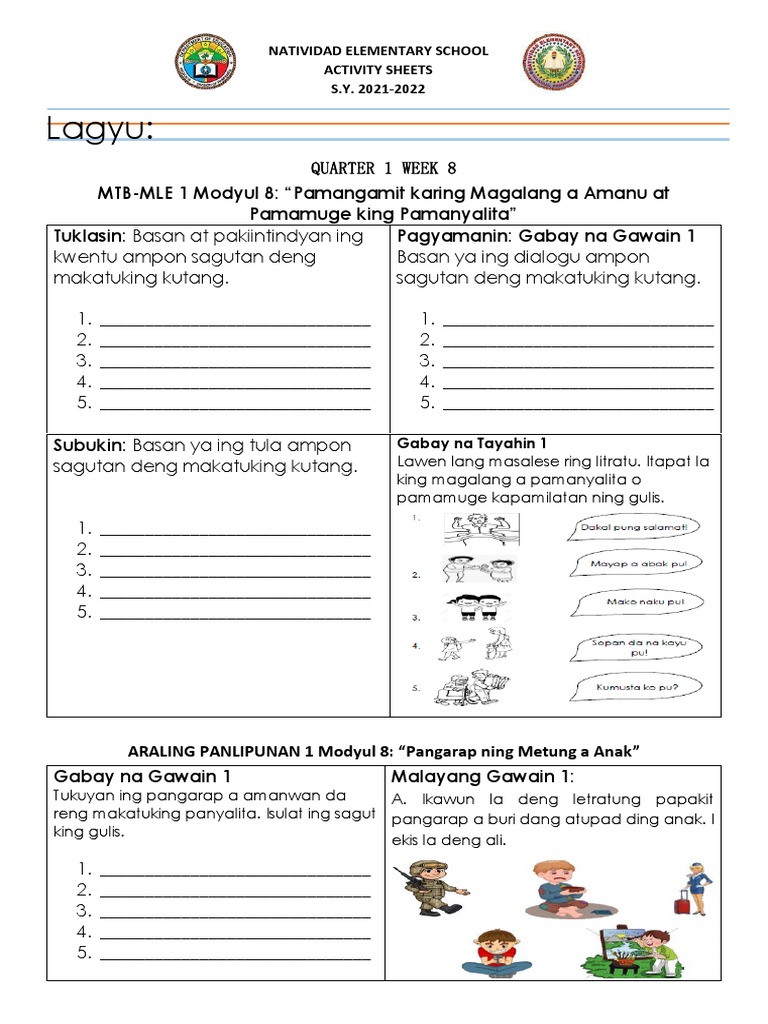 Activity Sheets Week 8 | PDF