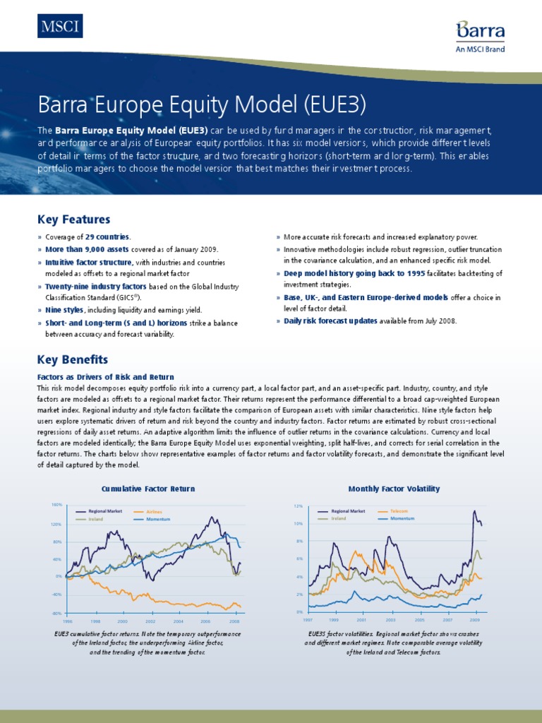 Barra Europe Equity Model (EUE3) | PDF | Msci | Investing