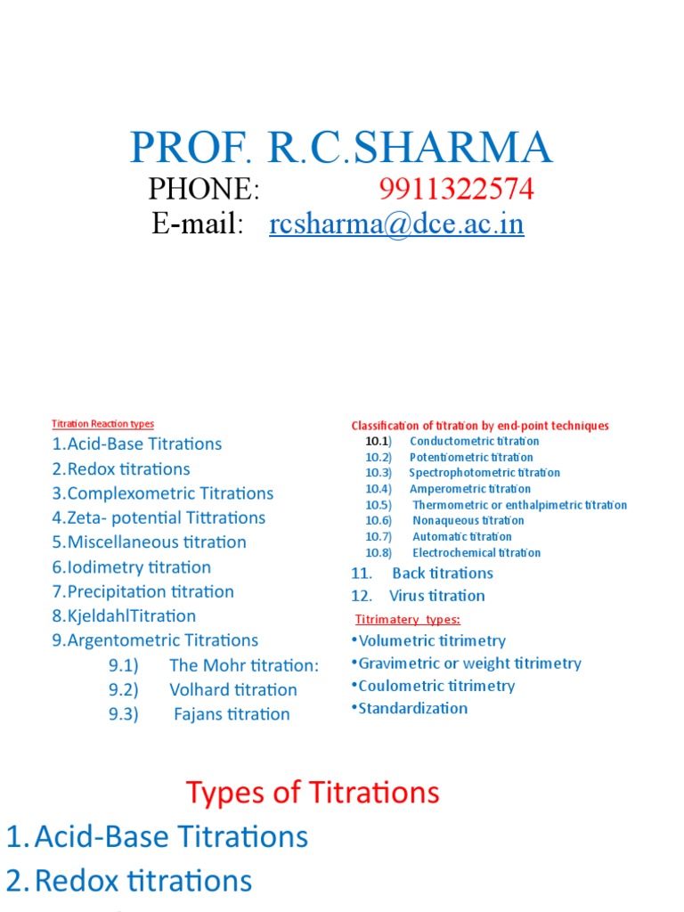 Comprehensive Guide to Titration Types | PDF | Chemistry | Titration