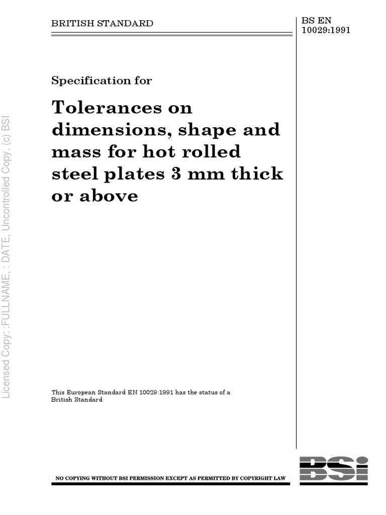 Bs en 10029 1991pdf | PDF | Engineering Tolerance | Rolling (Metalworking)