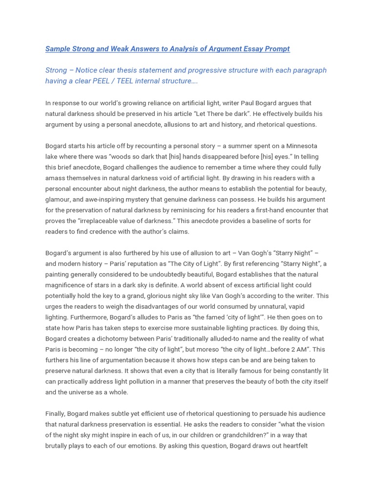 Analyzing Paul Bogard's Argument on Darkness | PDF | Essays