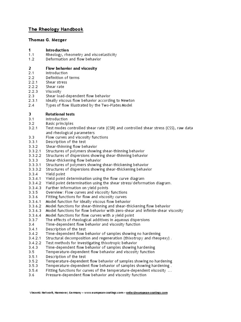The Rheology Handbook: Thomas G. Mezger | PDF | Viscoelasticity | Viscosity