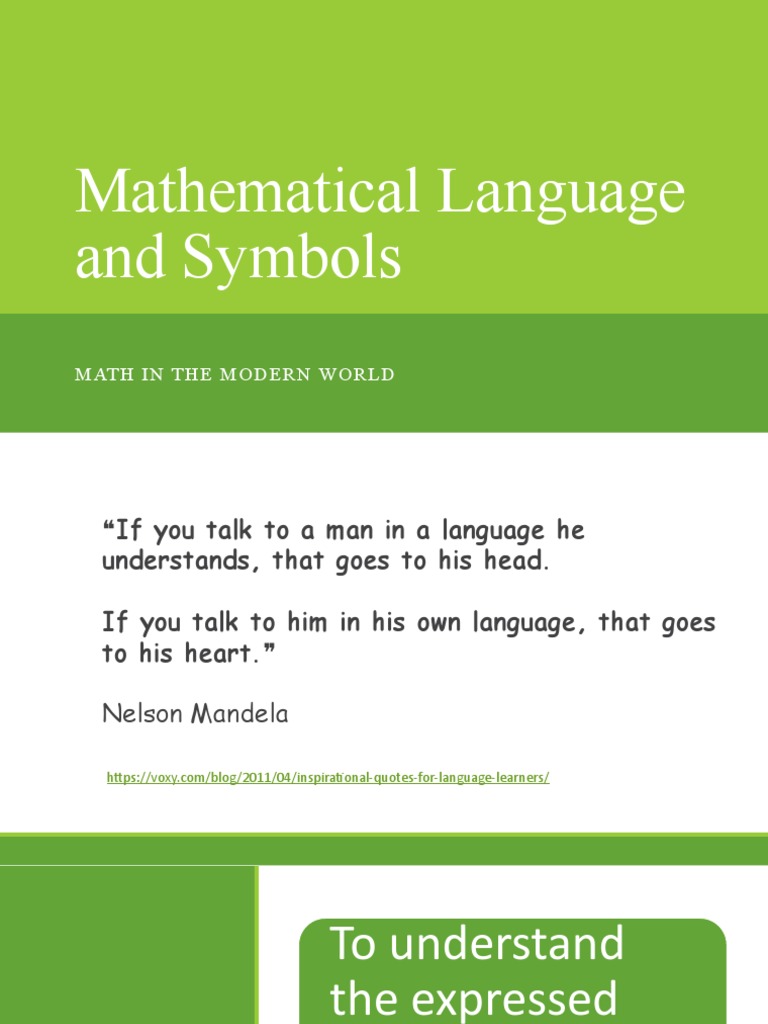 Mathematical Language and Symbols: Math in The Modern World | PDF ...