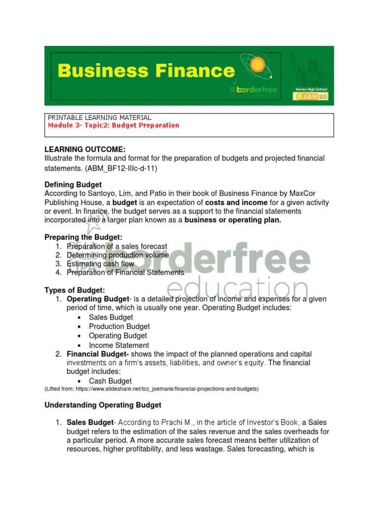 Module 3 - Topic 2 | PDF | Budget | Revenue