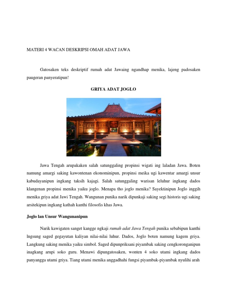 Materi 4 Wacan Deskripsi Omah Adat Jawa-Dikonversi | PDF