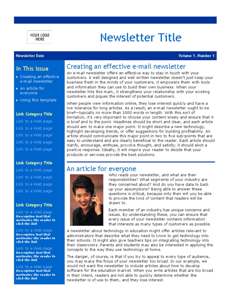 Newsletter Title: Creating An Effective E-Mail Newsletter | PDF | World ...
