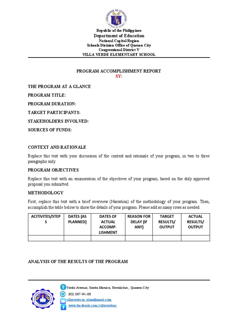 Program, Activities and Projects (PAPs) Accomplishment Reports | PDF