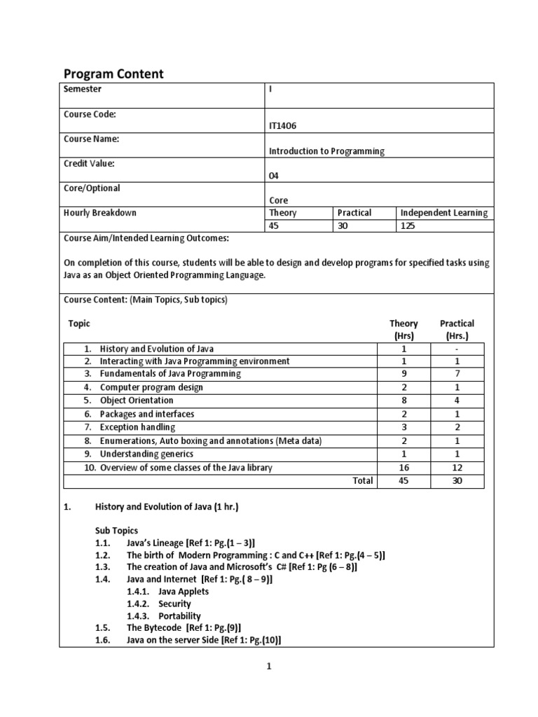 IT1406 - Introduction To Programming | PDF | Java (Programming Language) | Variable (Computer ...