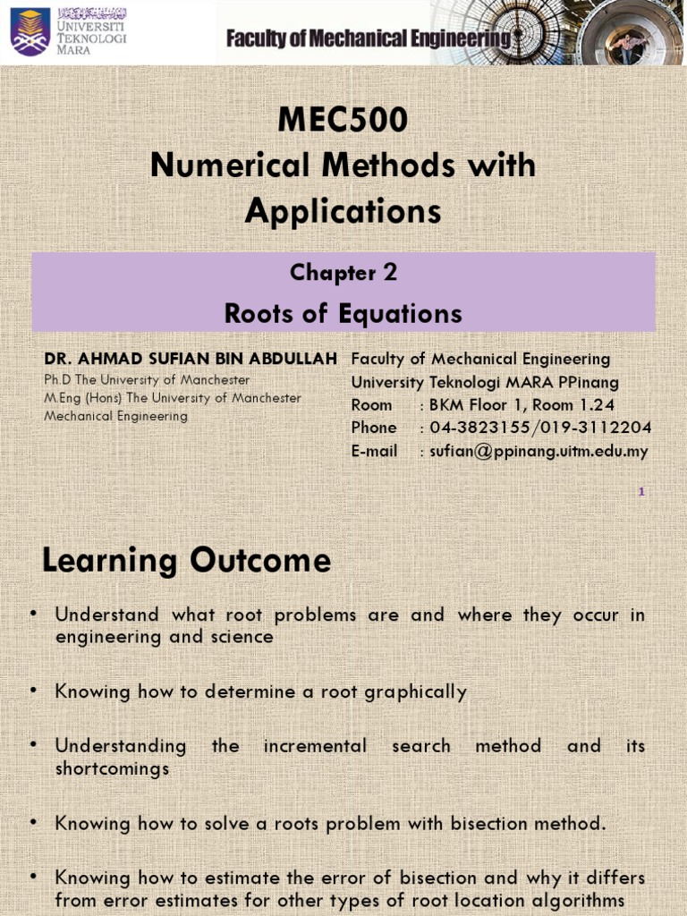 MEC500 Numerical Methods With Applications: Roots of Equations | PDF | Computational Science ...