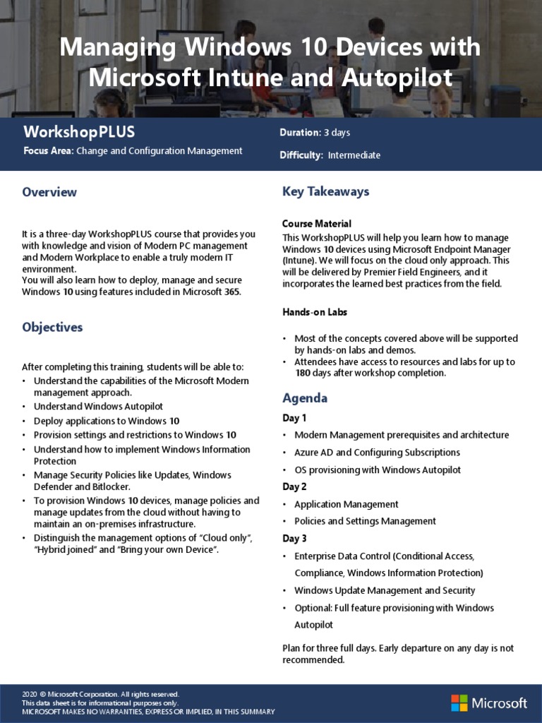 WorkshopPLUS - Managing Windows 10 Devices With Microsoft Intune and Autopilot | PDF | Cloud ...