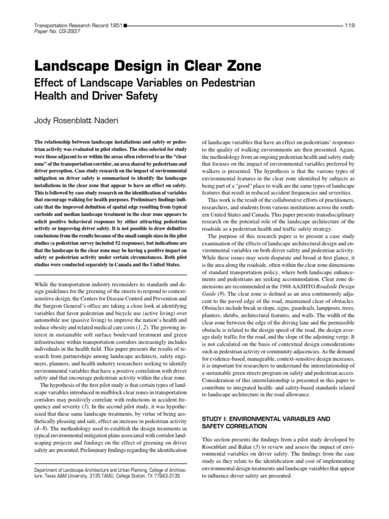 Landscape Design in Clear Zones May Increase Pedestrian Activity and ...