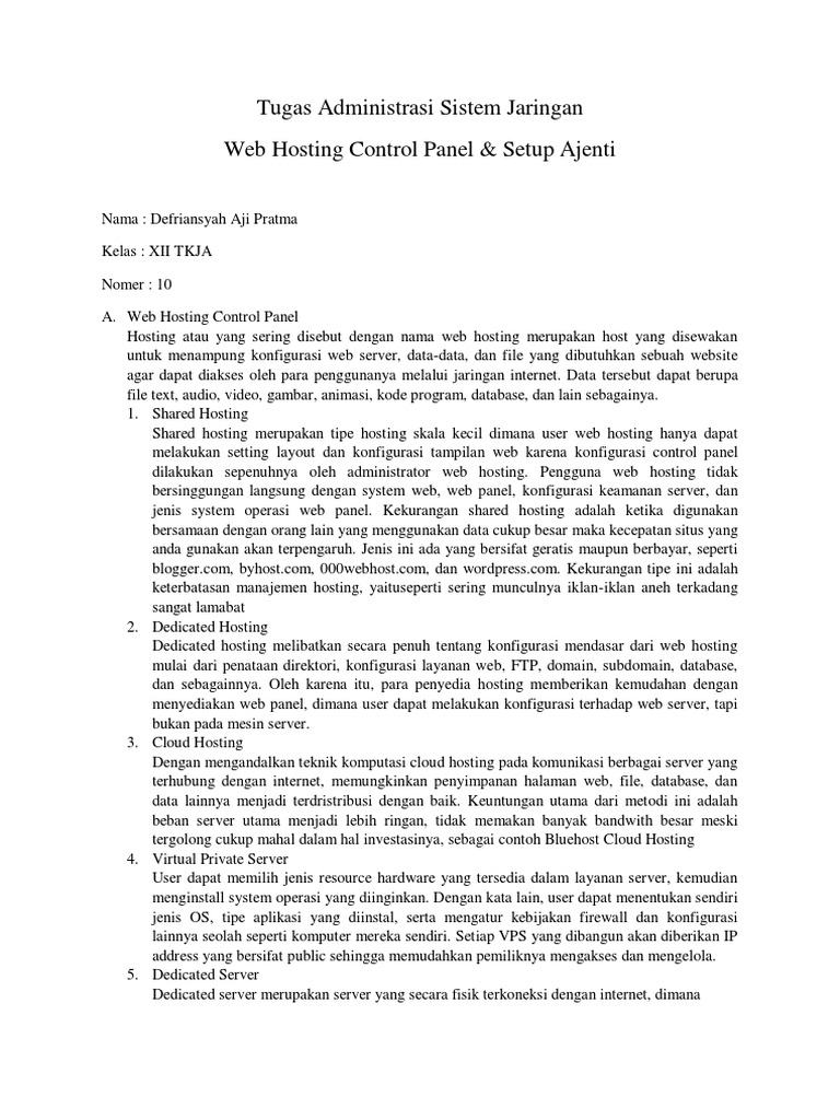 10 - Defriansyah Aji Pratama - Tugas ASJ Web Hosting | PDF