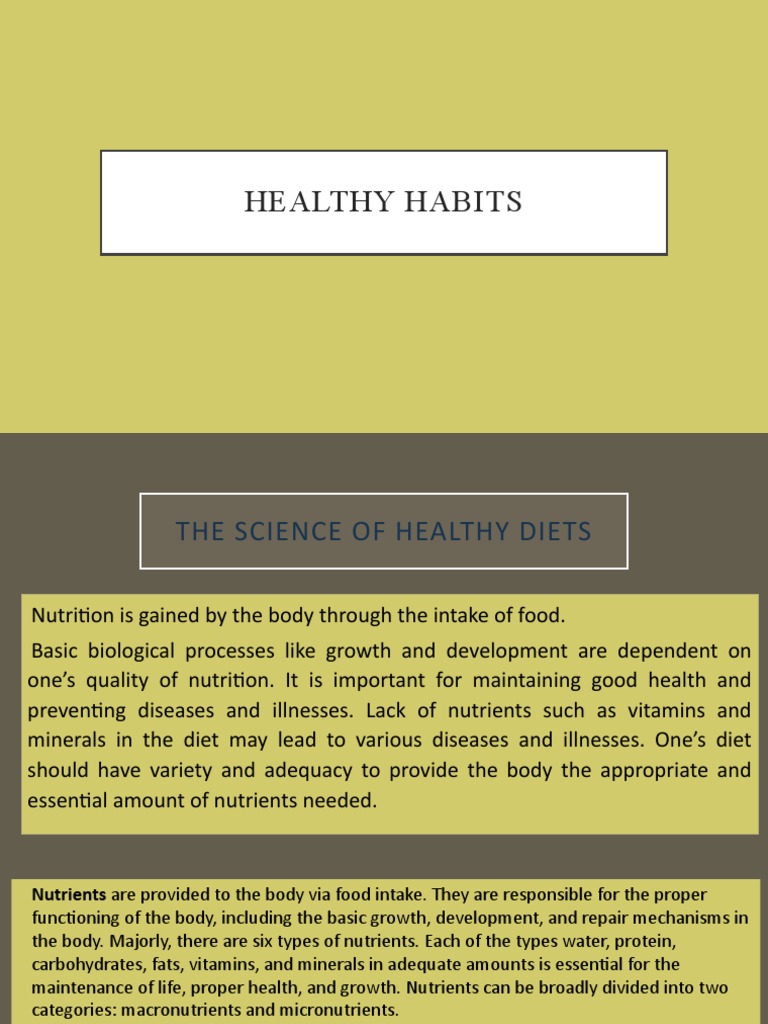 Healthy Habits PPT Grade 11 | PDF | Nutrients | Diet & Nutrition