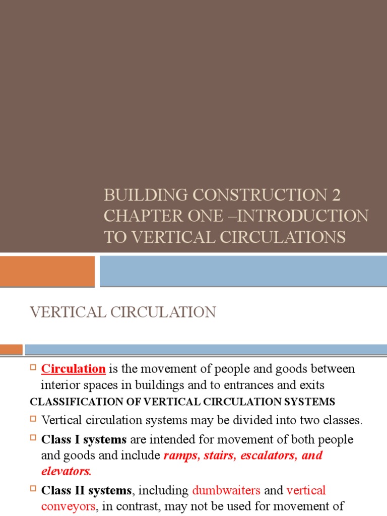 BDG 2 Chapter-1 Vertical Circulations. | PDF | Stairs | Escalator