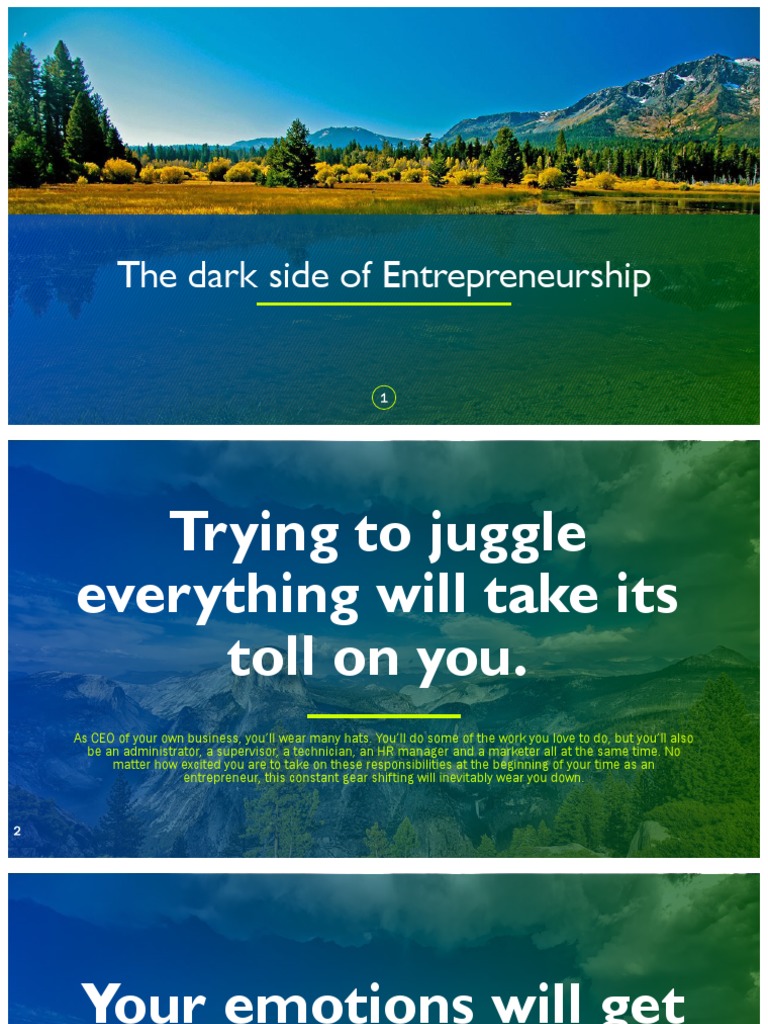 Dark Side of Entrepreneurship | PDF | Entrepreneurship | Emotions