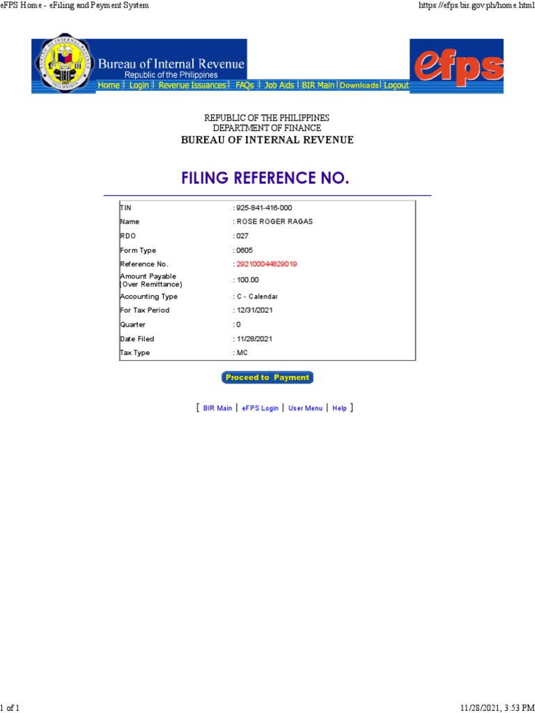 EFPS Home EFiling and Payment System | PDF | Finance & Money Management