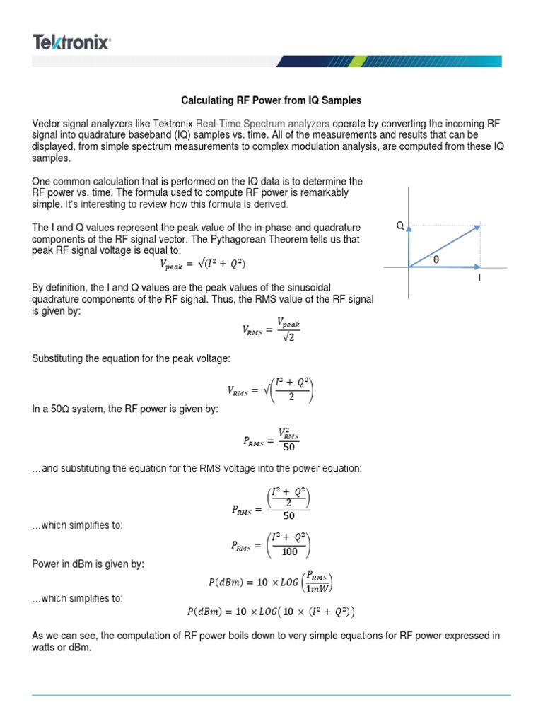 Calculating RF Power From IQ Samples: Real-Time Spectrum Analyzers ...