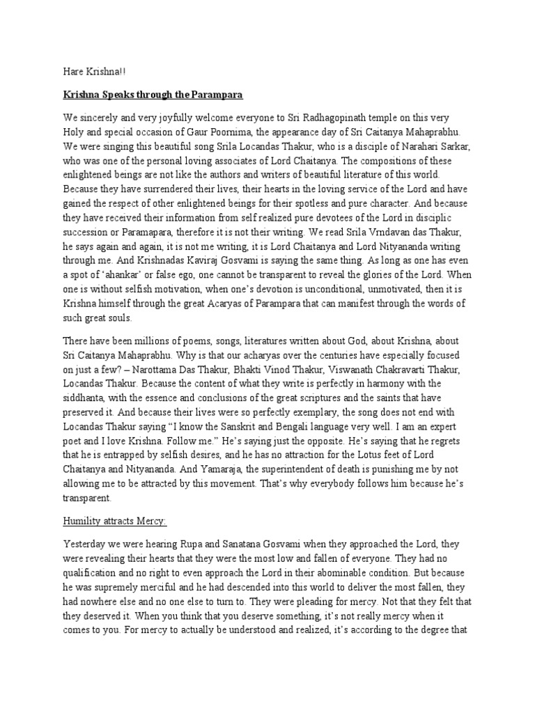 11-03-19-CC Class Morning 1 - Advent of Lord Sri Caitanya Mahaprabhu - Radhanath Swami ISKCON ...