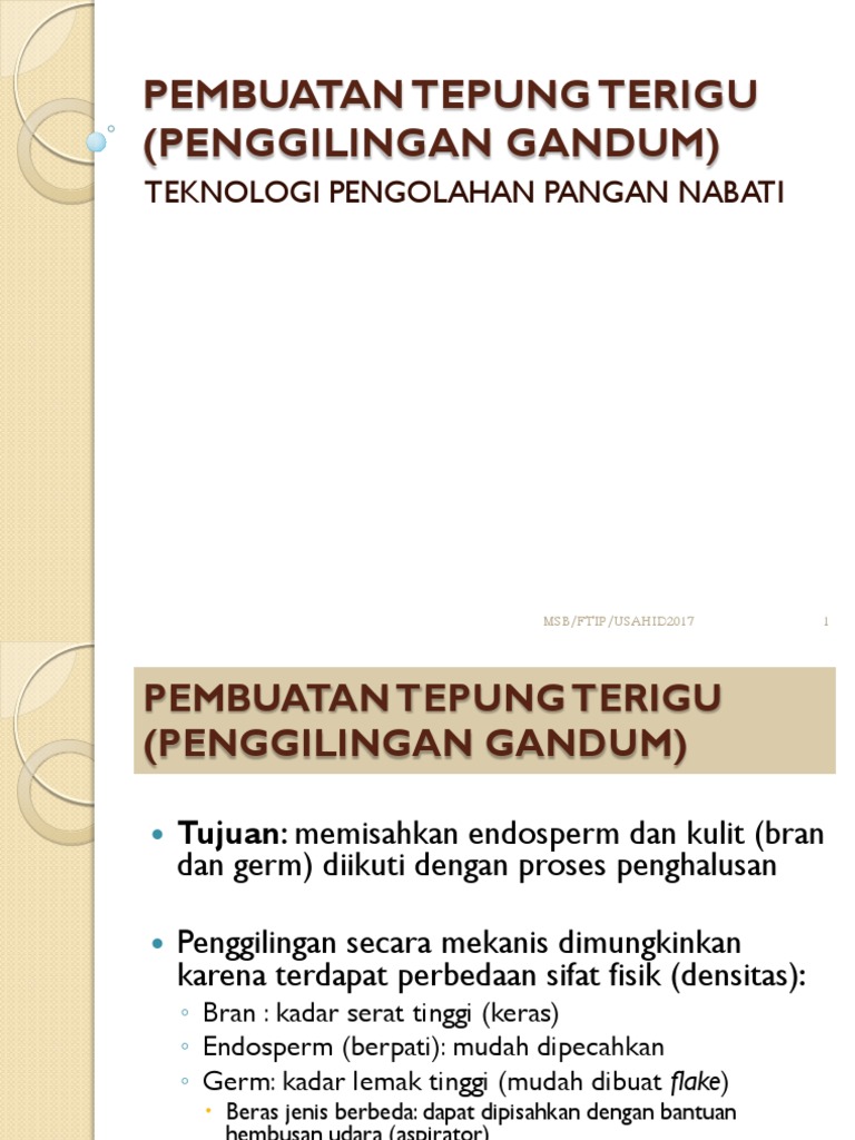 8 Pembuatan Tepung Terigu 2017 | PDF | Memasak, Makanan, & Anggur