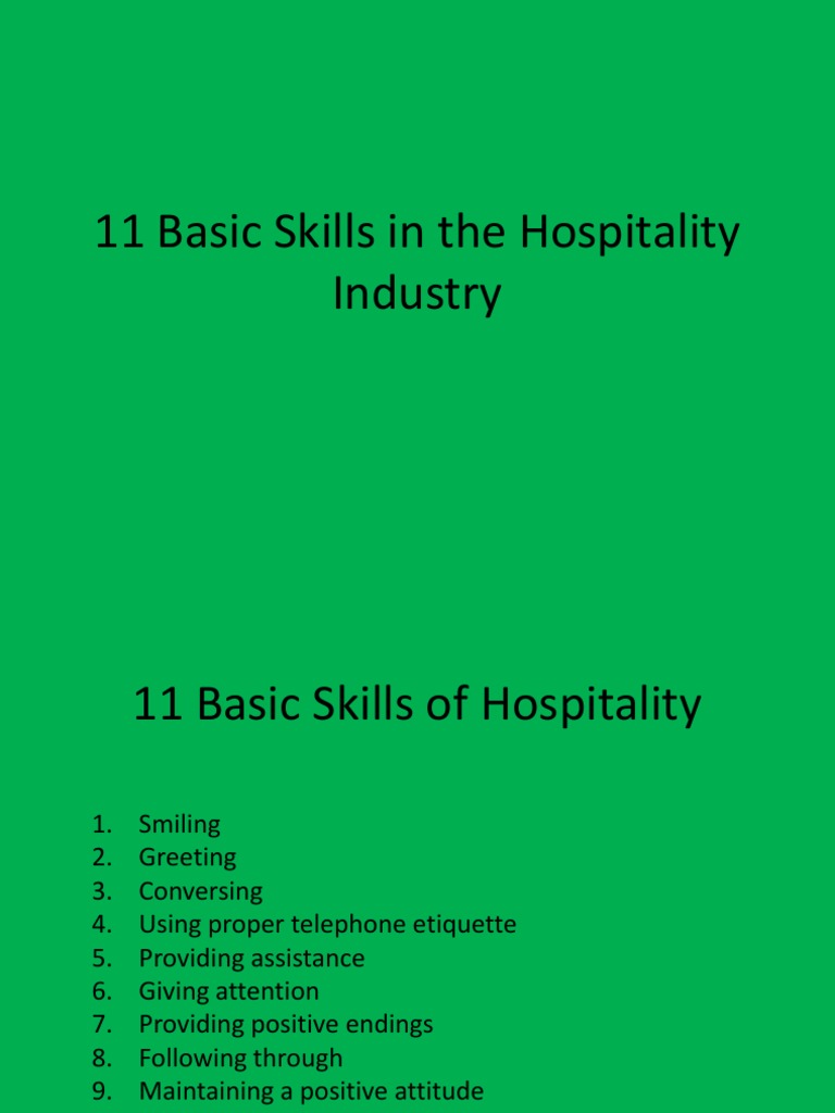 11 Basic Skills in The Hospitality Industry | PDF | Human Nature ...