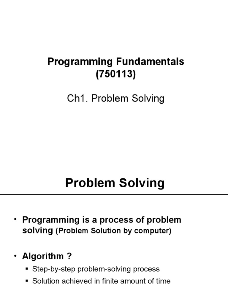 Programming Fundamentals (750113) : Ch1. Problem Solving | Download ...