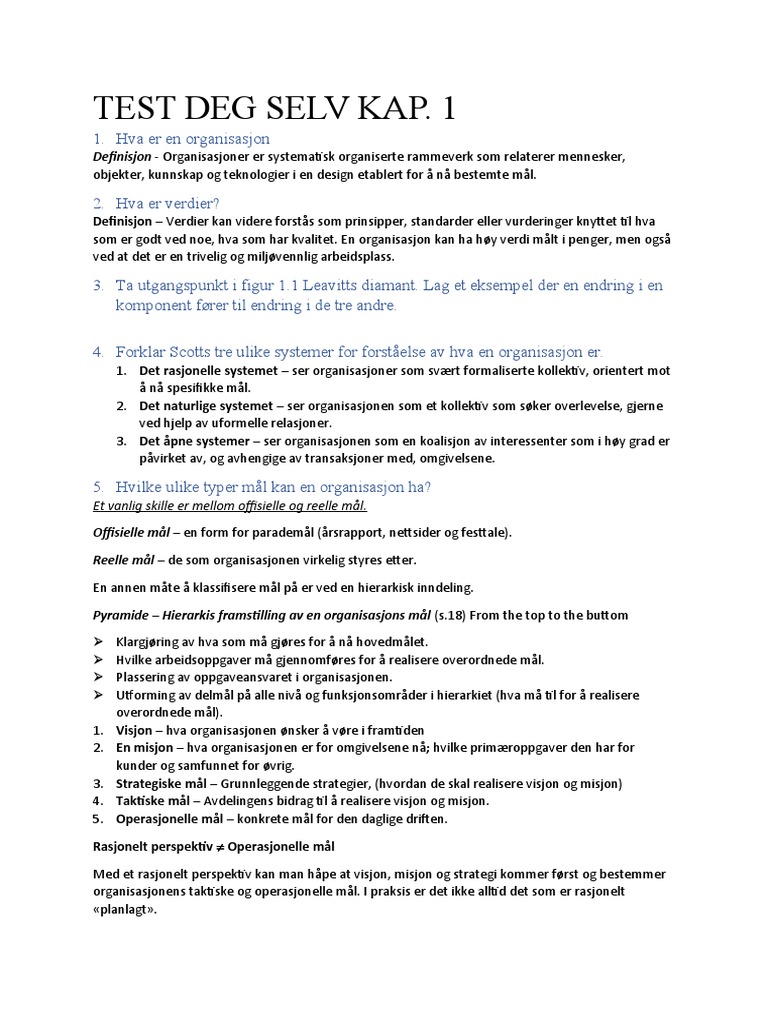 Test Deg Selv Kap 1-3 | PDF