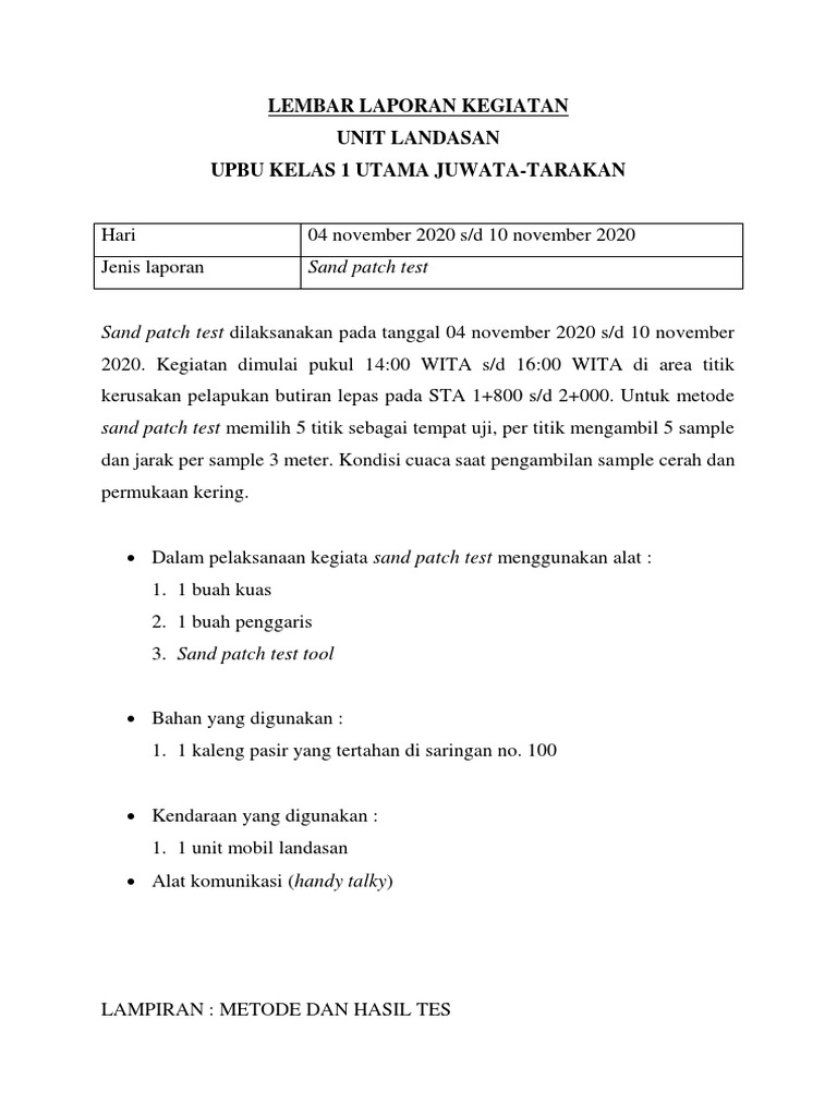 Laporan Sand Patch | PDF