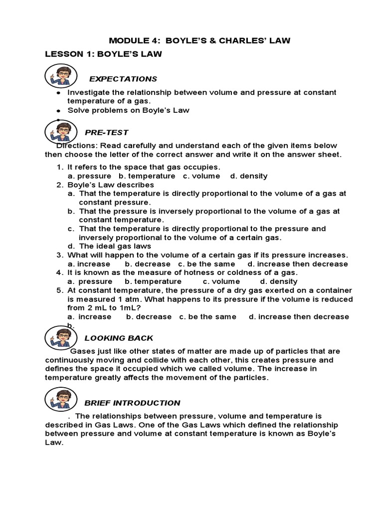 Boyle's and Charles' Law Module | PDF | Gases | Temperature