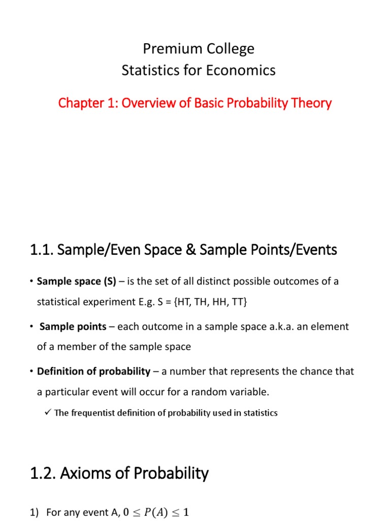Chapter 1 Overview of Basic Probability Theory | PDF | Probability ...