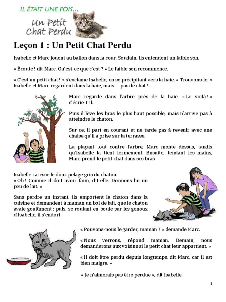 Leçon 1 Les Belles Histoires - Petit Chat Perdu | PDF | Jésus | Chats