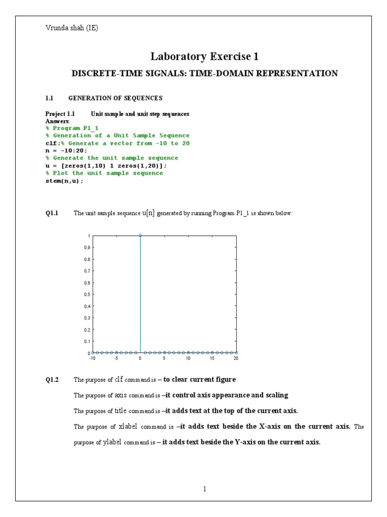 Laboratory Exercise 1: Discrete-Time Signals: Time-Domain Representation | PDF | Phase (Waves ...