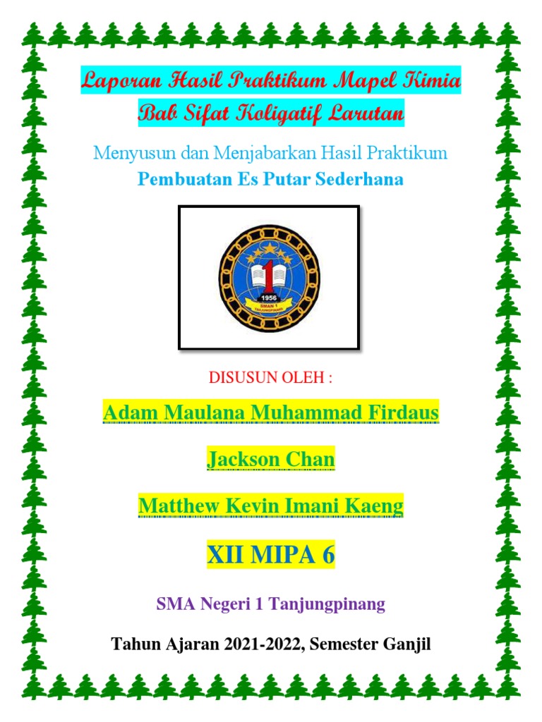 Kelompok 7 - XII MIPA 6 - Laporan Hasil Praktikum Mapel Kimia Bab Sifat Koligatif Larutan ...
