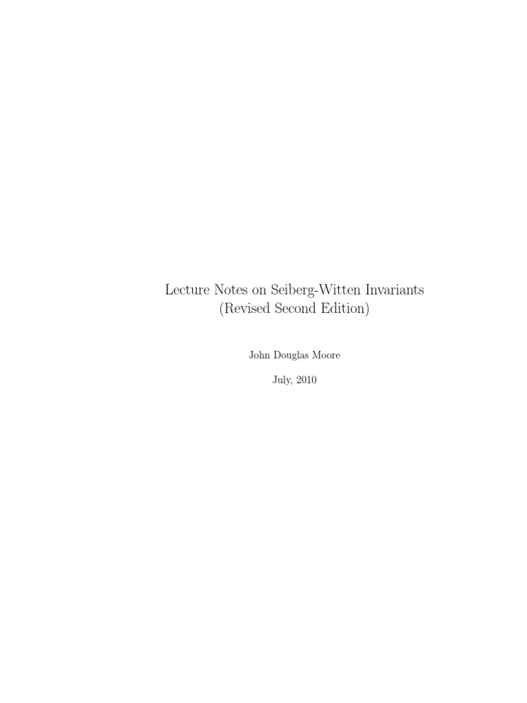 Seiberg Witten Rev2edition | PDF | Teaching Methods & Materials ...