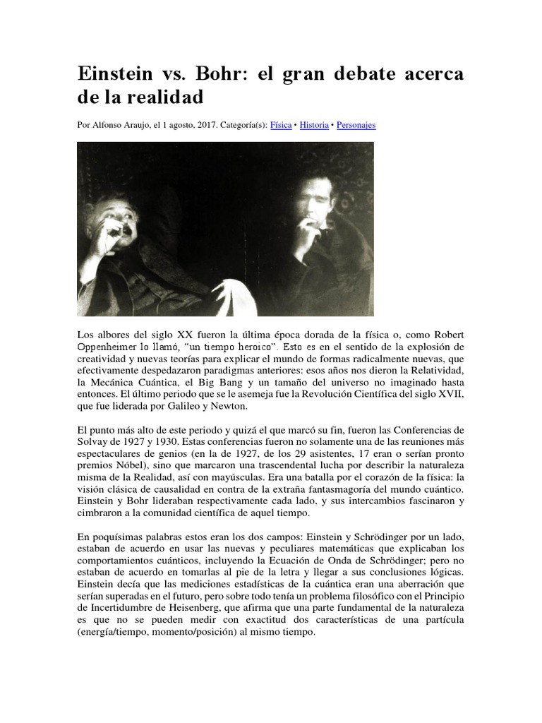 Einstein vs. Bohr El Gran Debate Acerca de La Realidad | PDF | Mecánica ...