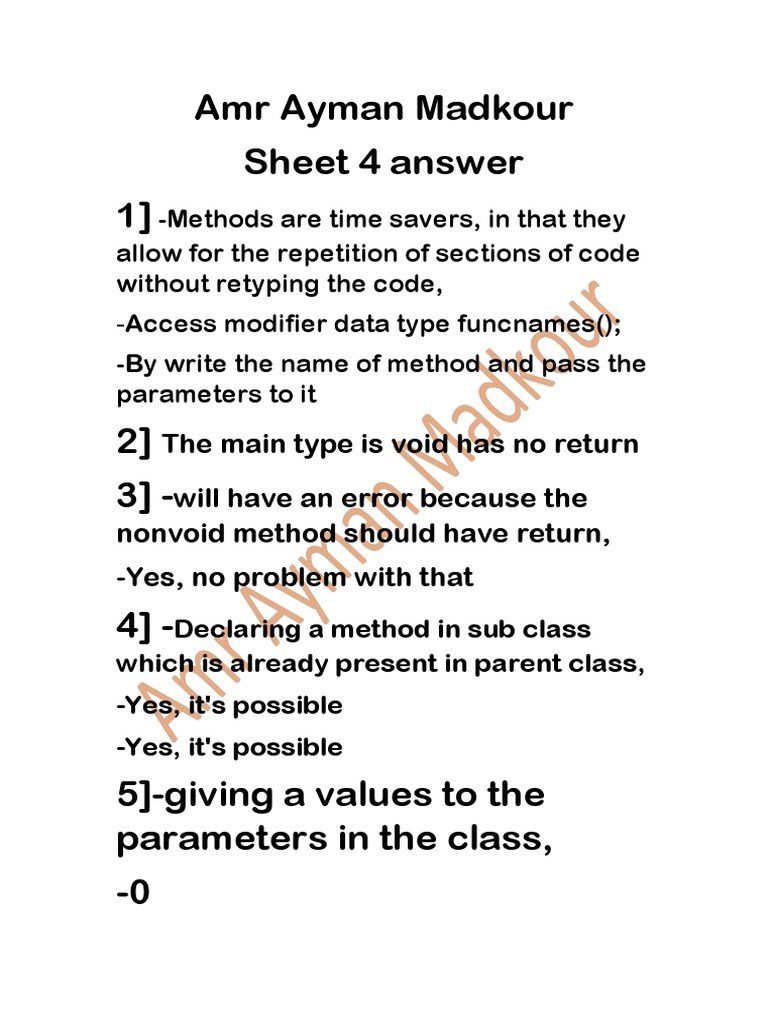 Sheet 4 Answer | PDF | Teaching Methods & Materials | Computers
