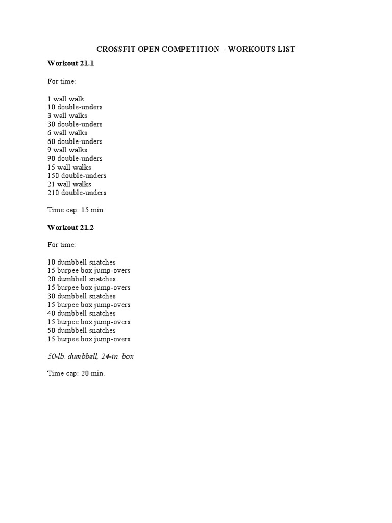Crossfit Open Competition - Workouts List Workout 21.1: 50-lb. Dumbbell ...