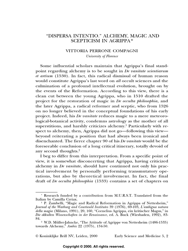 Dispersa Intentio." Alchemy, Magic and | PDF | Alchemy | Reason