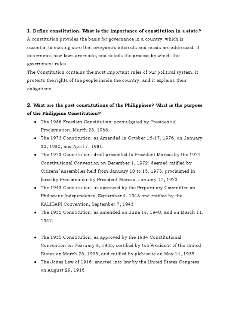 Define Constitution. What Is The Importance of Constitution in A State ...