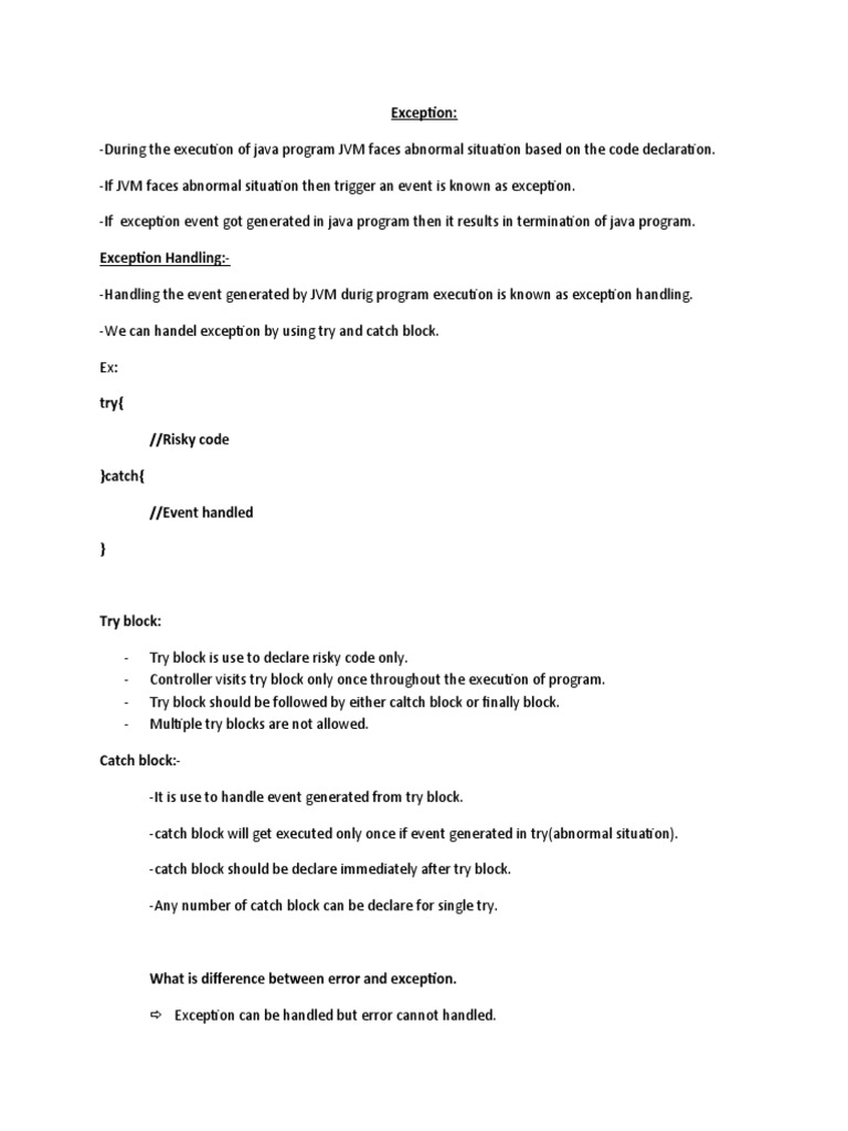 Exception Pdf Java Programming Language Pointer Computer Programming 8301