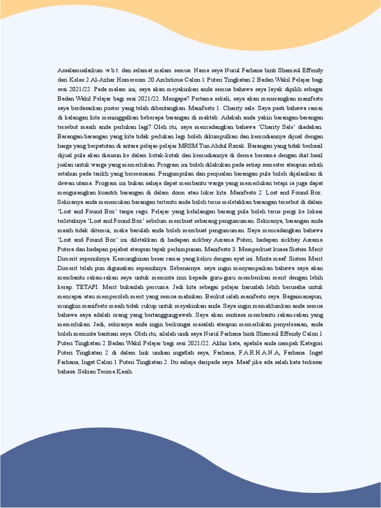 Skrip Malam Manifesto | PDF