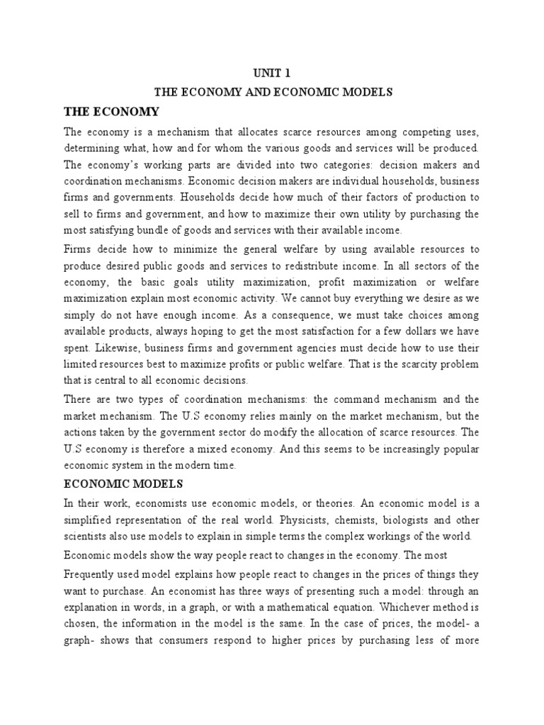 Unit 1 The Economy and Economic Models | PDF | Foreign Exchange Market ...