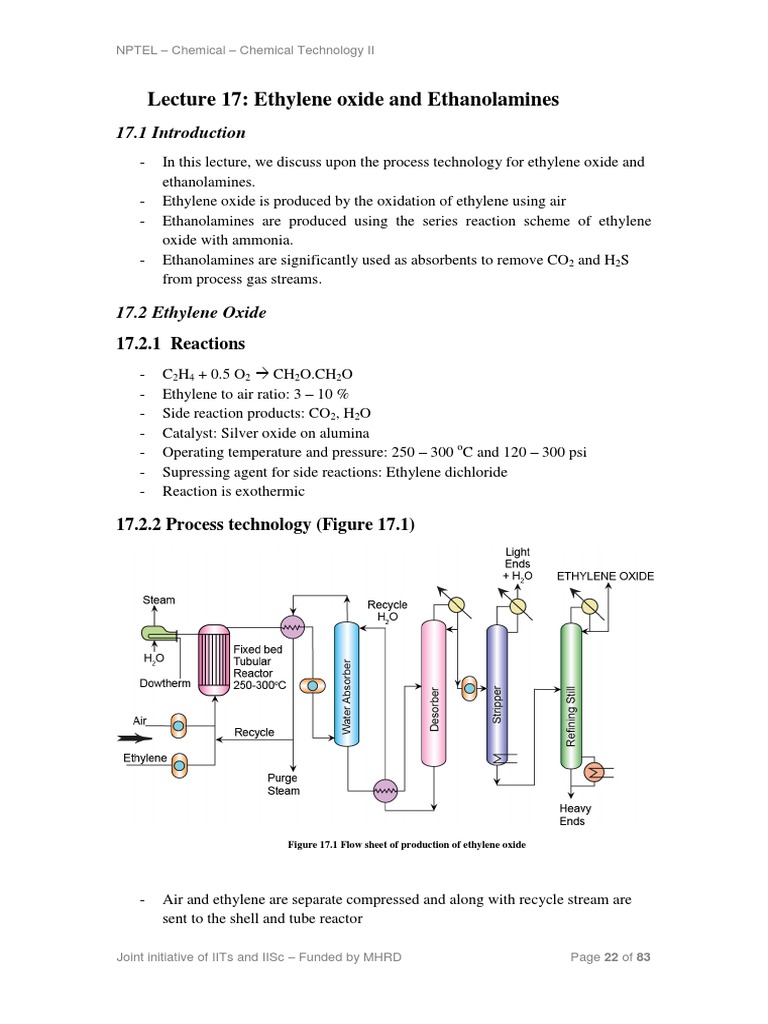 Ethylene Oxide and Ethanolamine Processes | PDF | Water | Ammonia