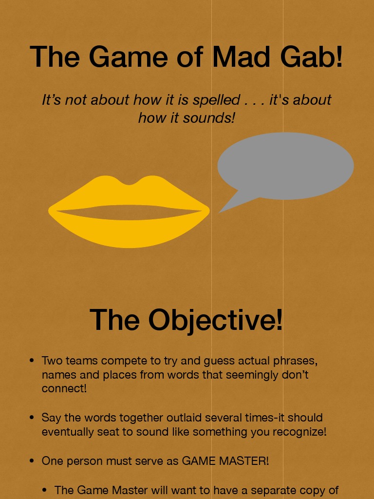 The Game of Mad Gab PDF | PDF