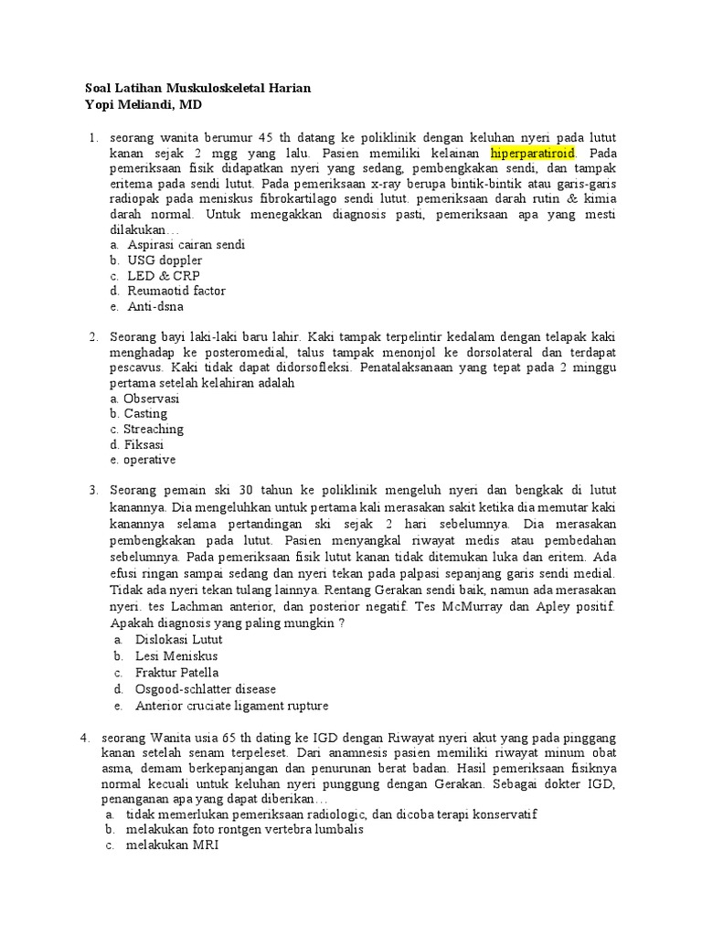 Soal Latihan Kasus Muskuloskeletal | PDF
