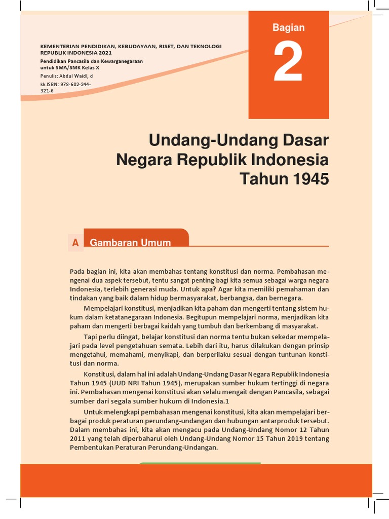 Undang-Undang Dasar Negara Republik Indonesia Tahun 1945: Bagian | PDF