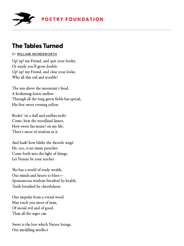 The Tables Turned by William Wordsworth - Poem | PDF | Religion ...