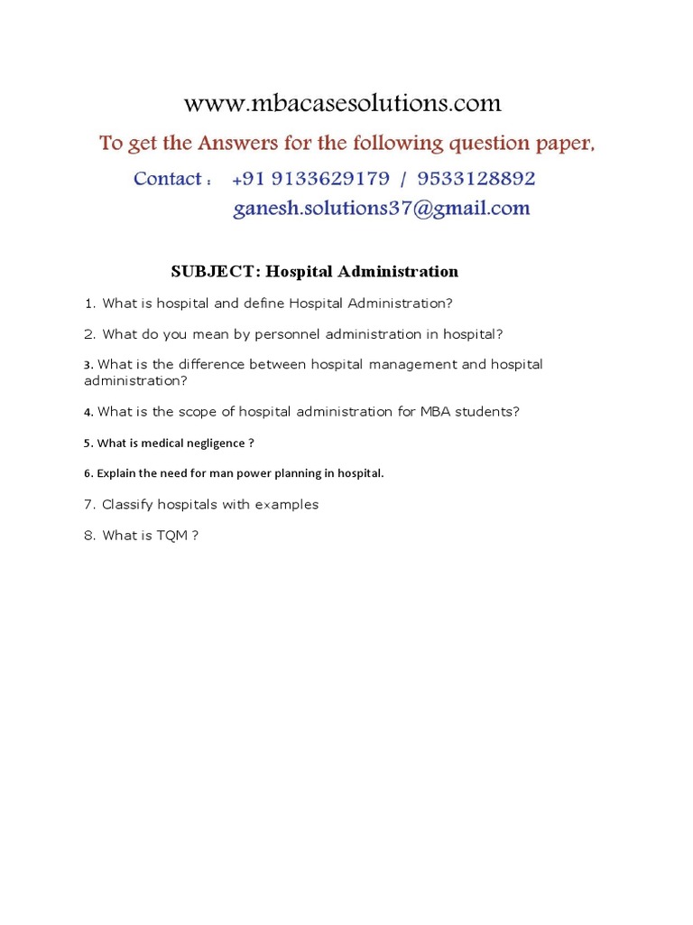 Hospital Administration - What Is Hospital and Define Hospital | PDF